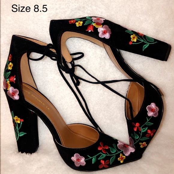Shoes | Flower Block Heels | Poshmark